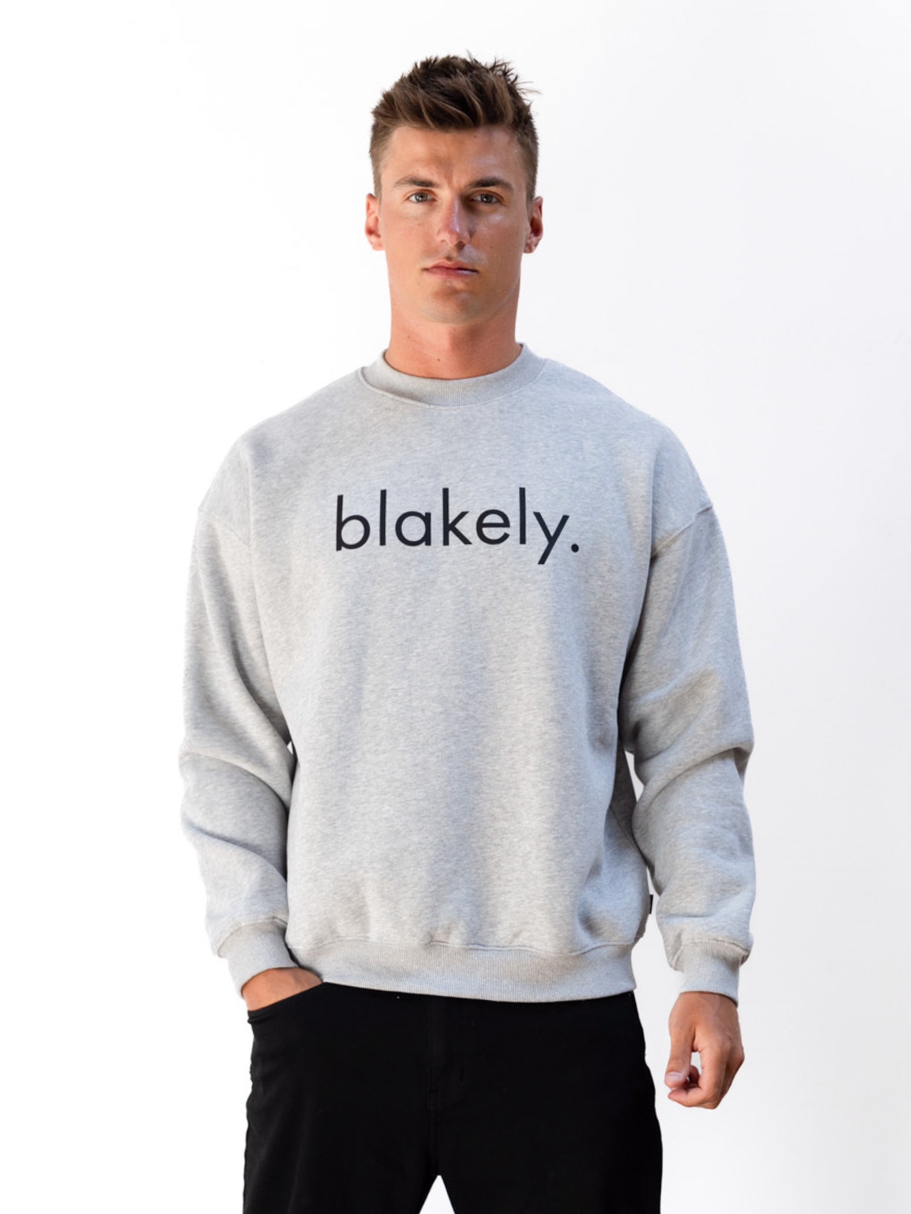 Buy Blakely Marl Grey Logo Relaxed Jumper | Free delivery on orders ...