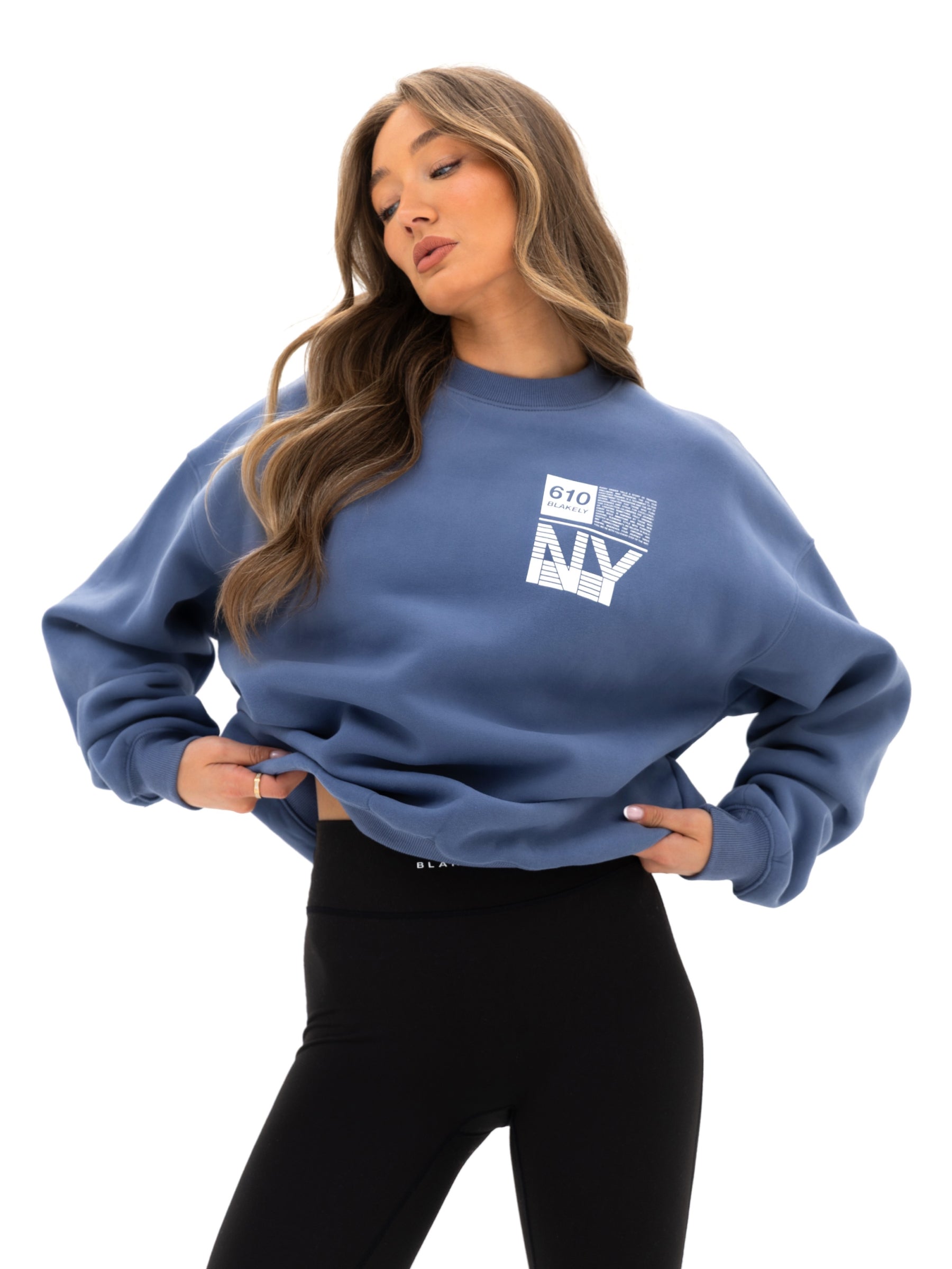 Buy Blakely Mid Blue Brooklyn 610 Oversized Jumper | Free delivery on ...