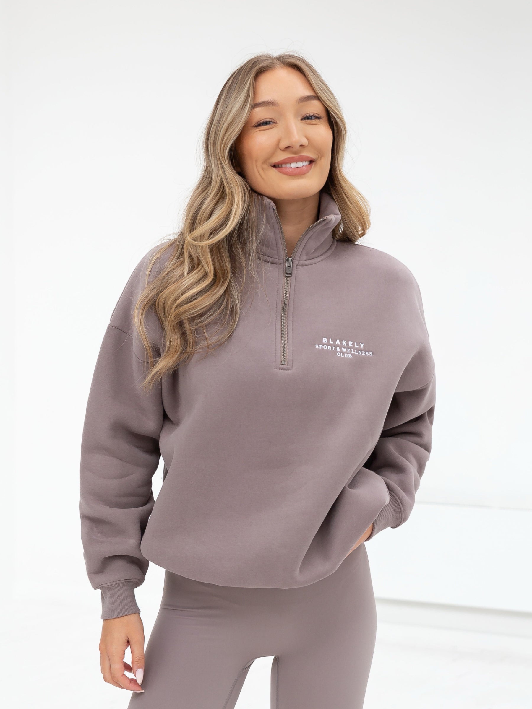 Buy Blakely Pink Taupe Ultimate 1/4 Zip Jumper | Free standard delivery ...