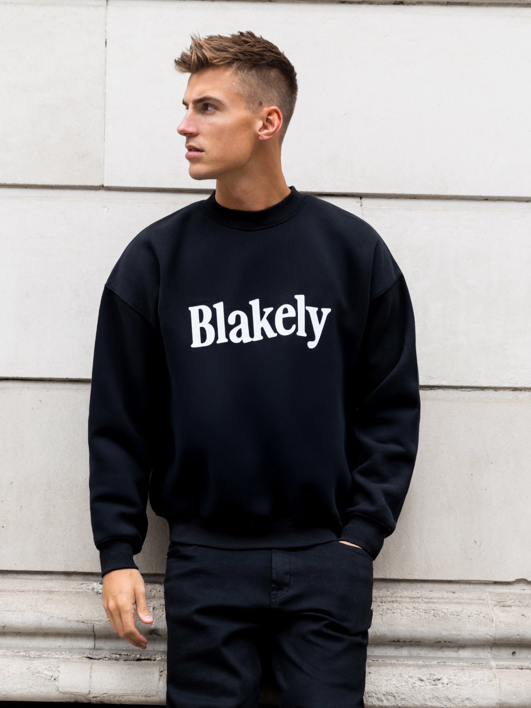 Buy Blakely Mens Black Relaxed Jumper | Free delivery on orders over 79 ...