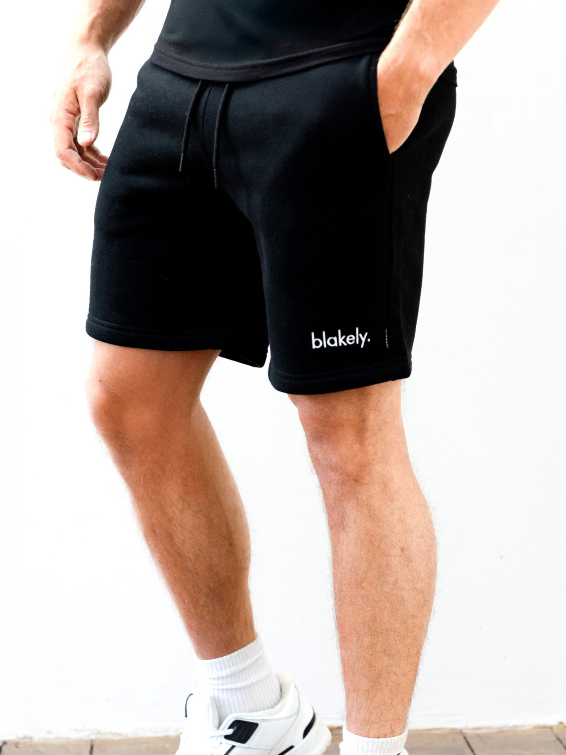 Buy Blakely Black Logo Relaxed Jogger Shorts | Free delivery on orders ...