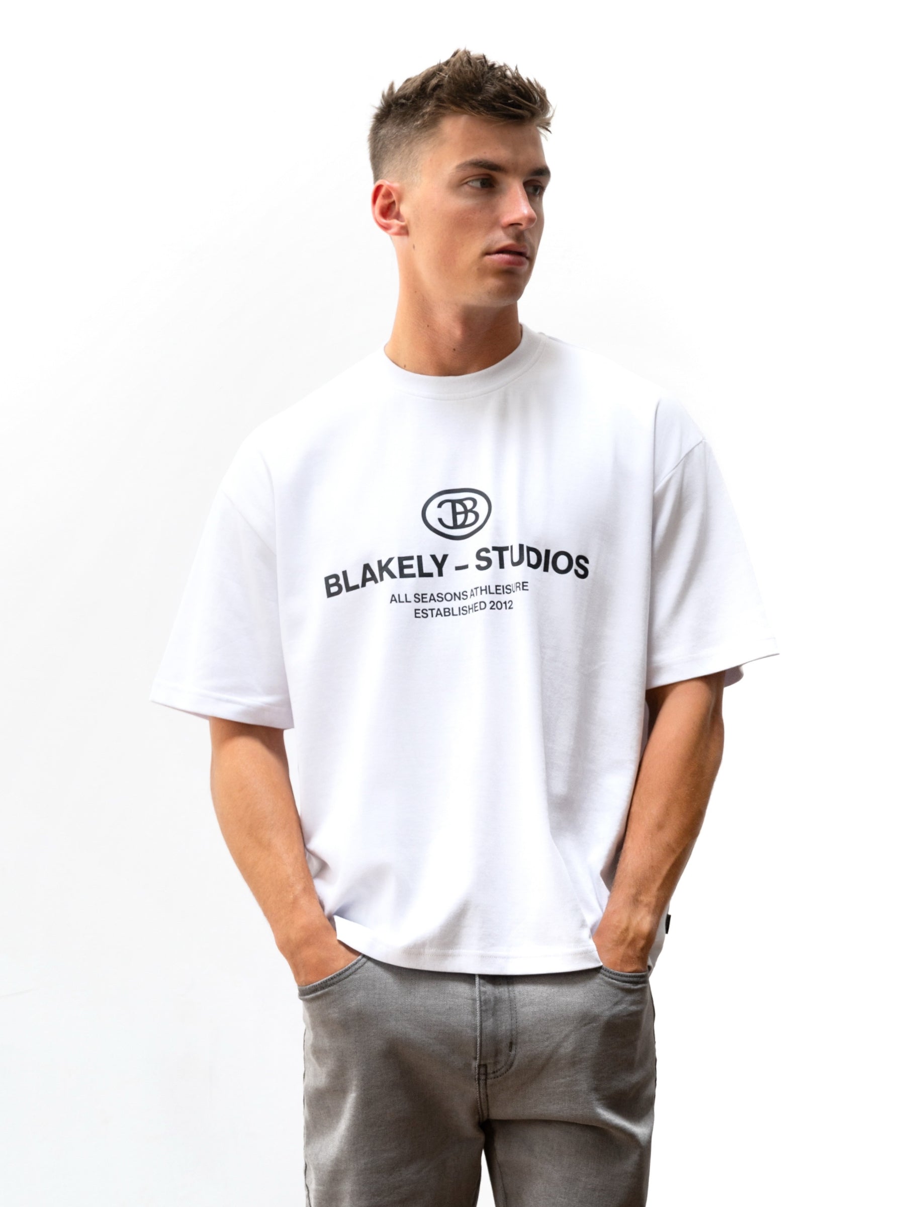 Buy Blakely White Mercer Unfitted T-Shirt | Free delivery on orders ...