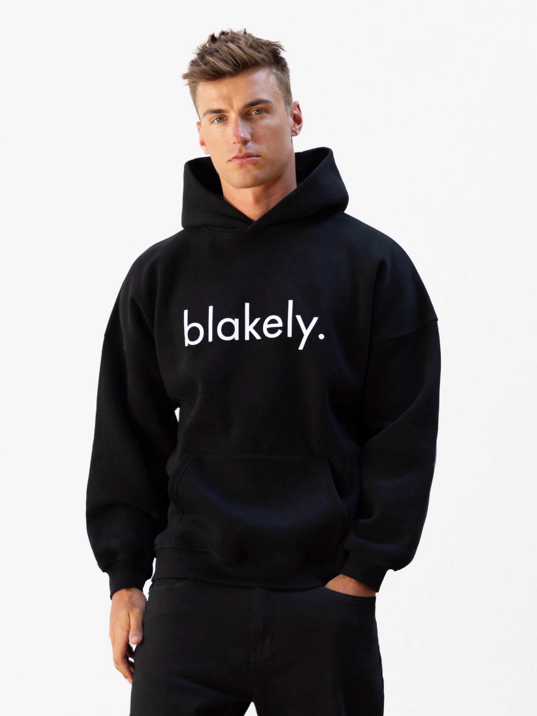 Buy Blakely Black Logo Relaxed Hoodie | Free delivery on orders over 79 ...