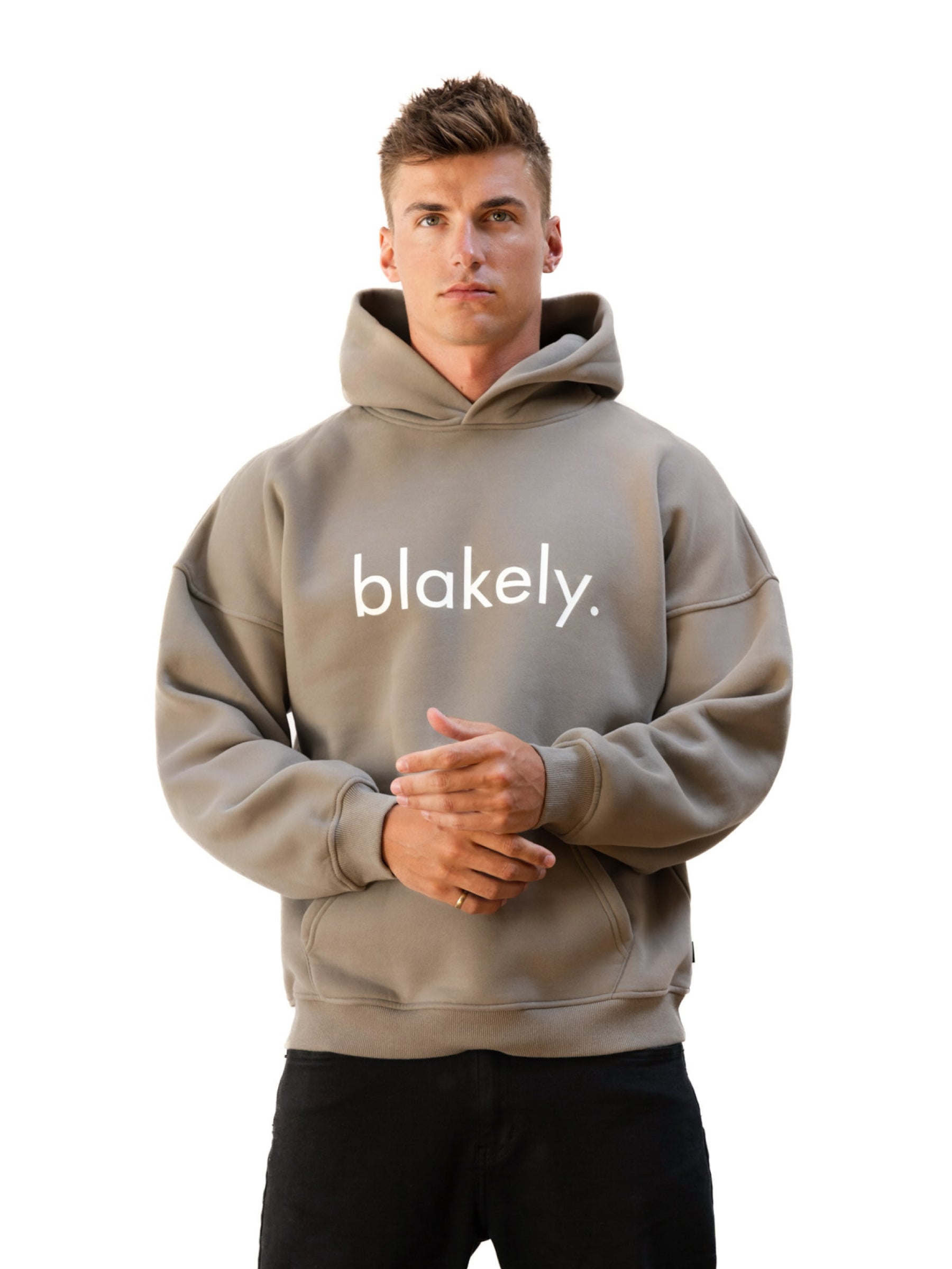 Buy Blakely Washed Khaki Logo Relaxed Hoodie | Free delivery on orders ...