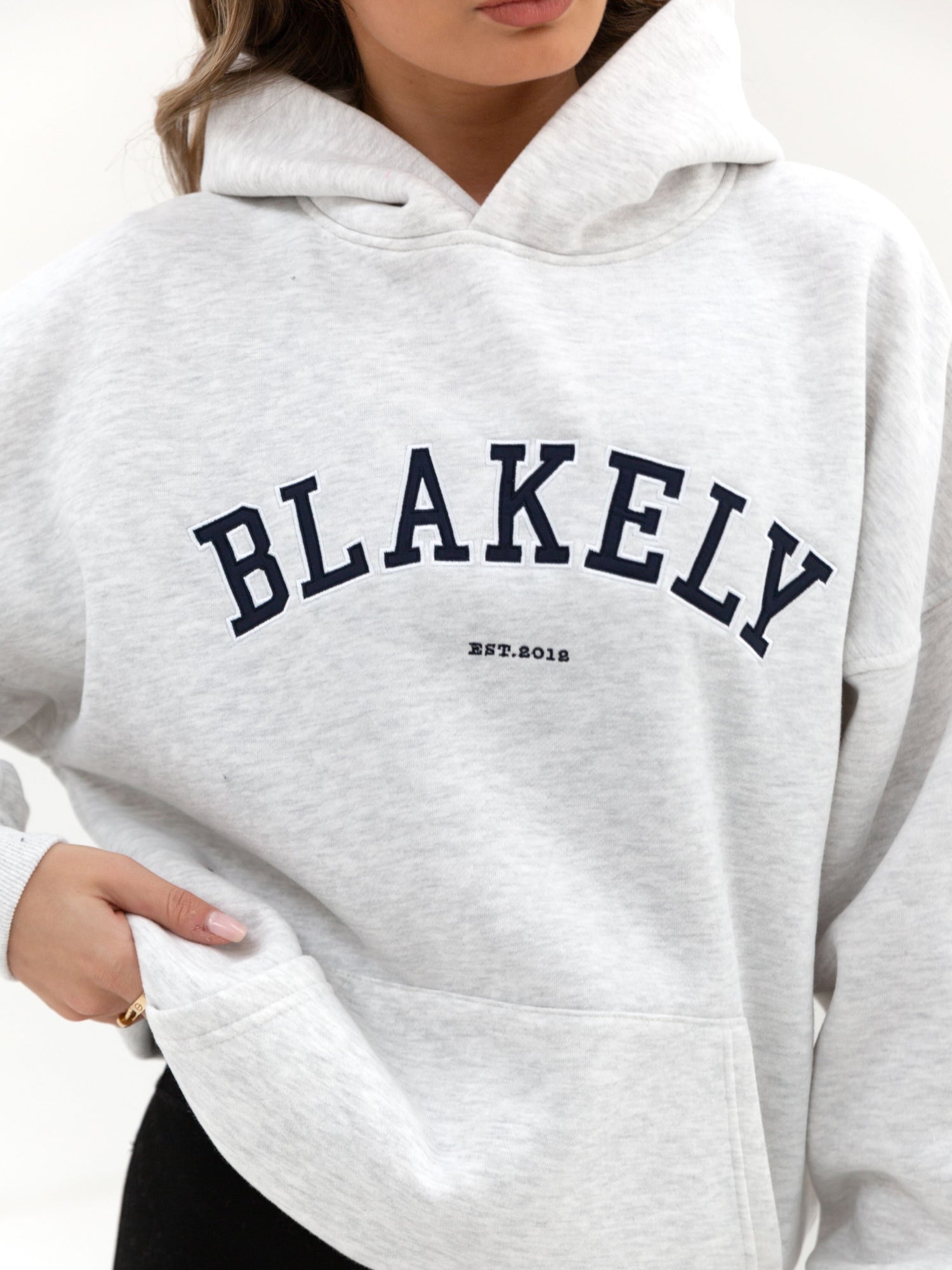 Buy Blakely Marl White Varsity Oversized Hoodie | Free standard ...