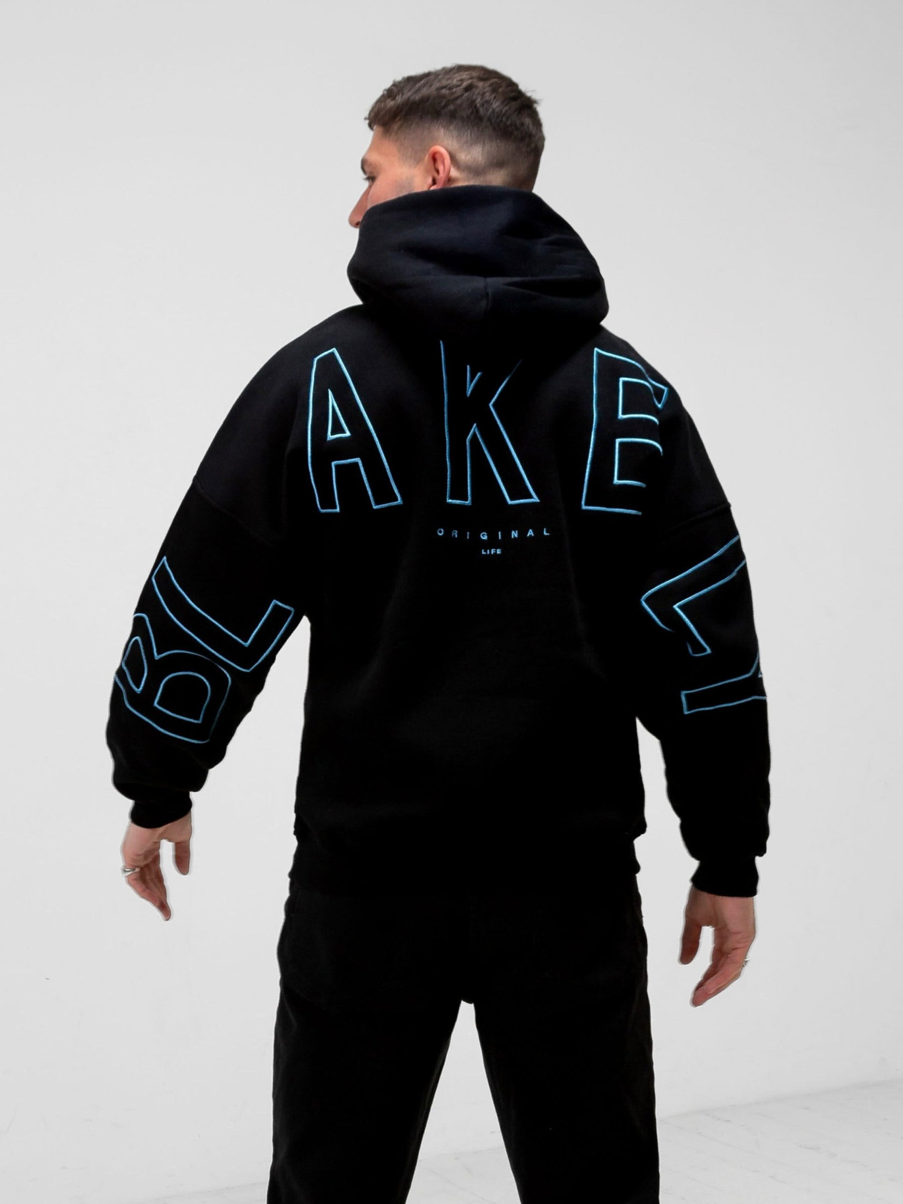 Buy Blakely Electric Blue Embroidered Idris Oversized Hoodie | Free ...