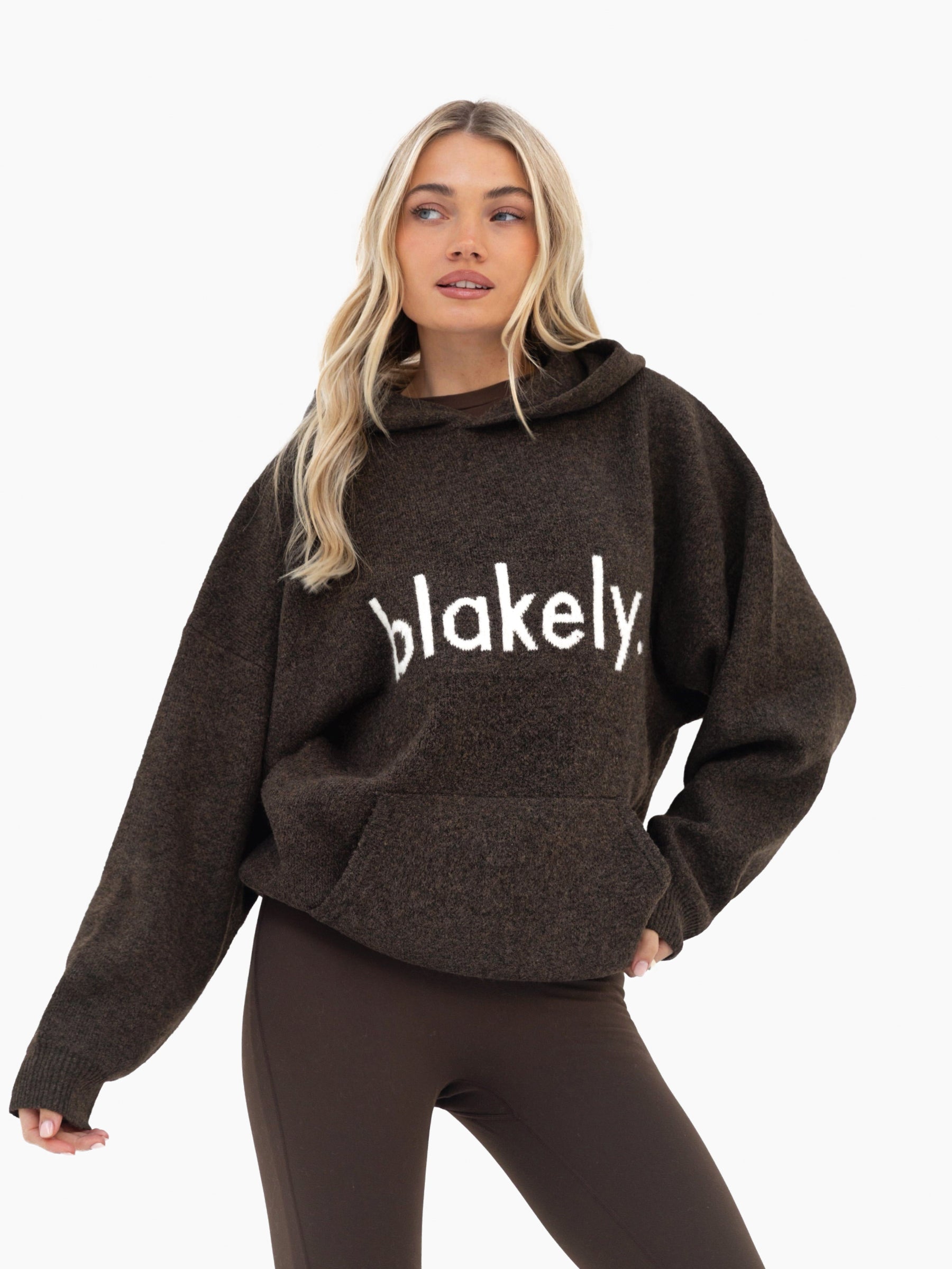 Buy Blakely Womens Chocolate Brown Mabel Oversized Knitted Hoodie ...