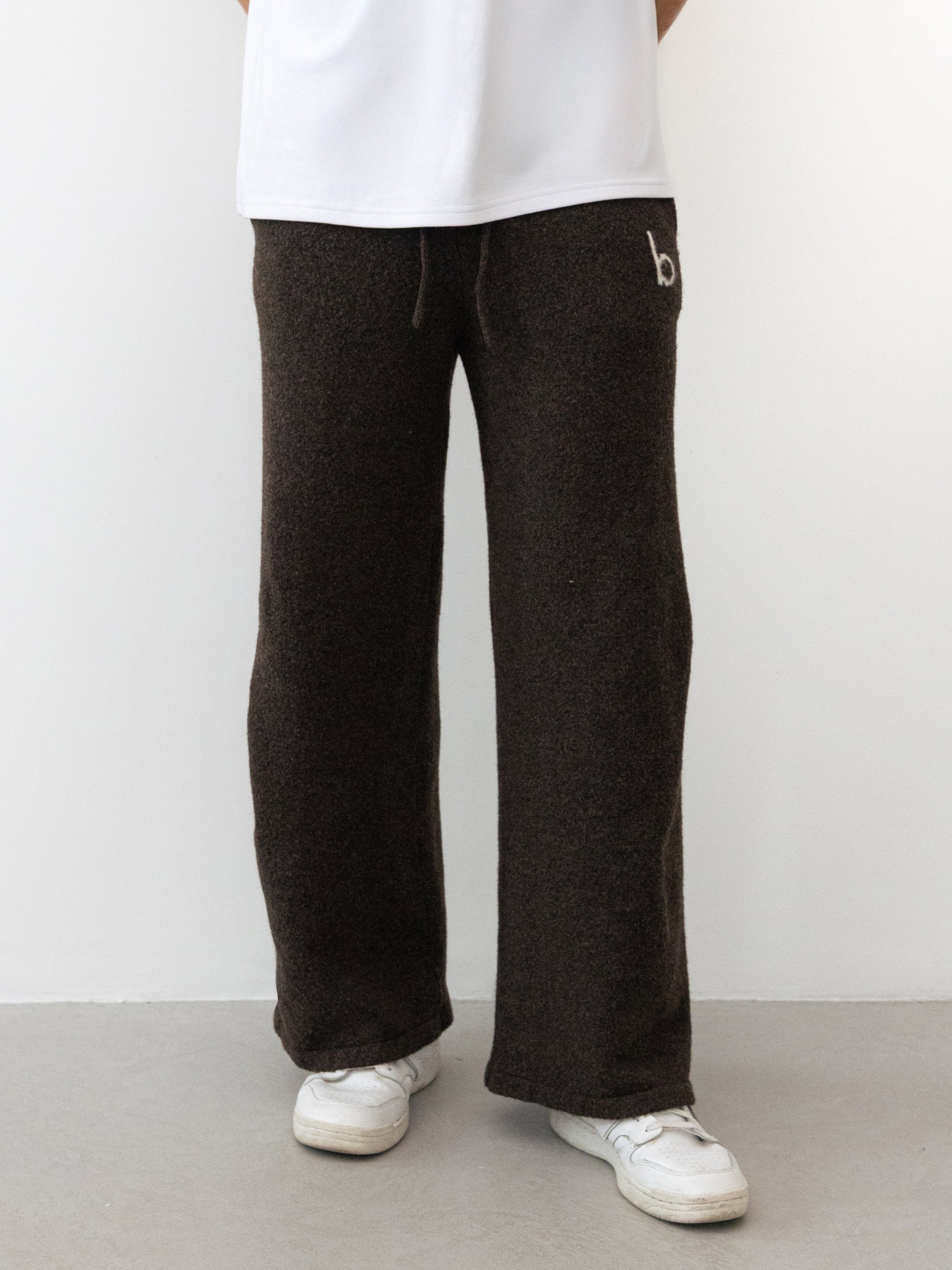 Buy Blakely Mens Dark Brown Alfie Knitted Wide Leg Sweatpants | Free ...