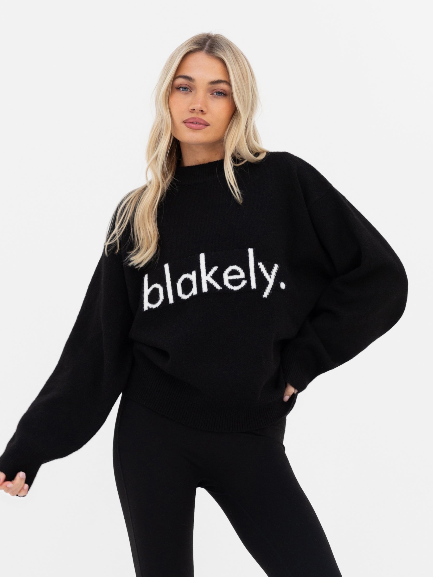 Buy Blakely Womens Black Mabel Oversized Knitted Jumper | Free delivery ...