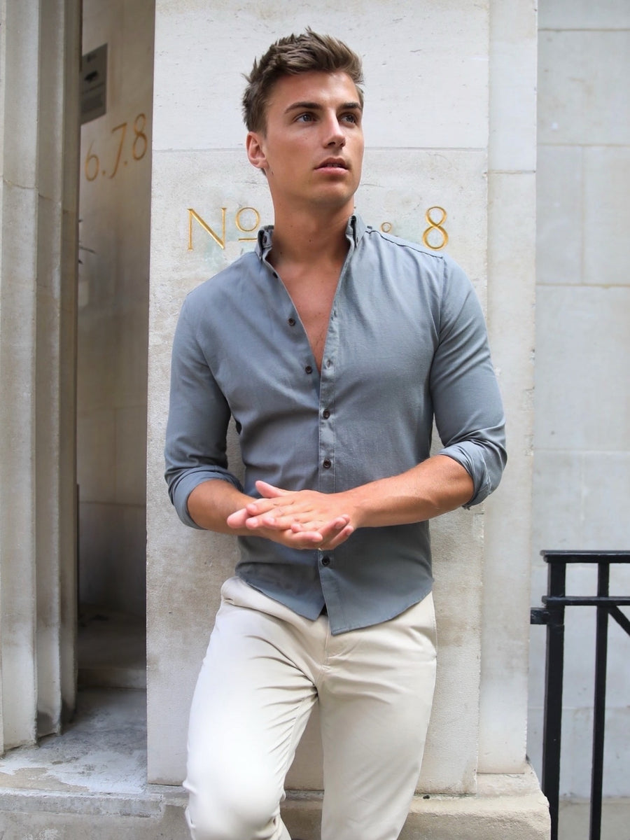 Buy Blakely Anderson Khaki Green Fitted Shirt | Free standard delivery ...