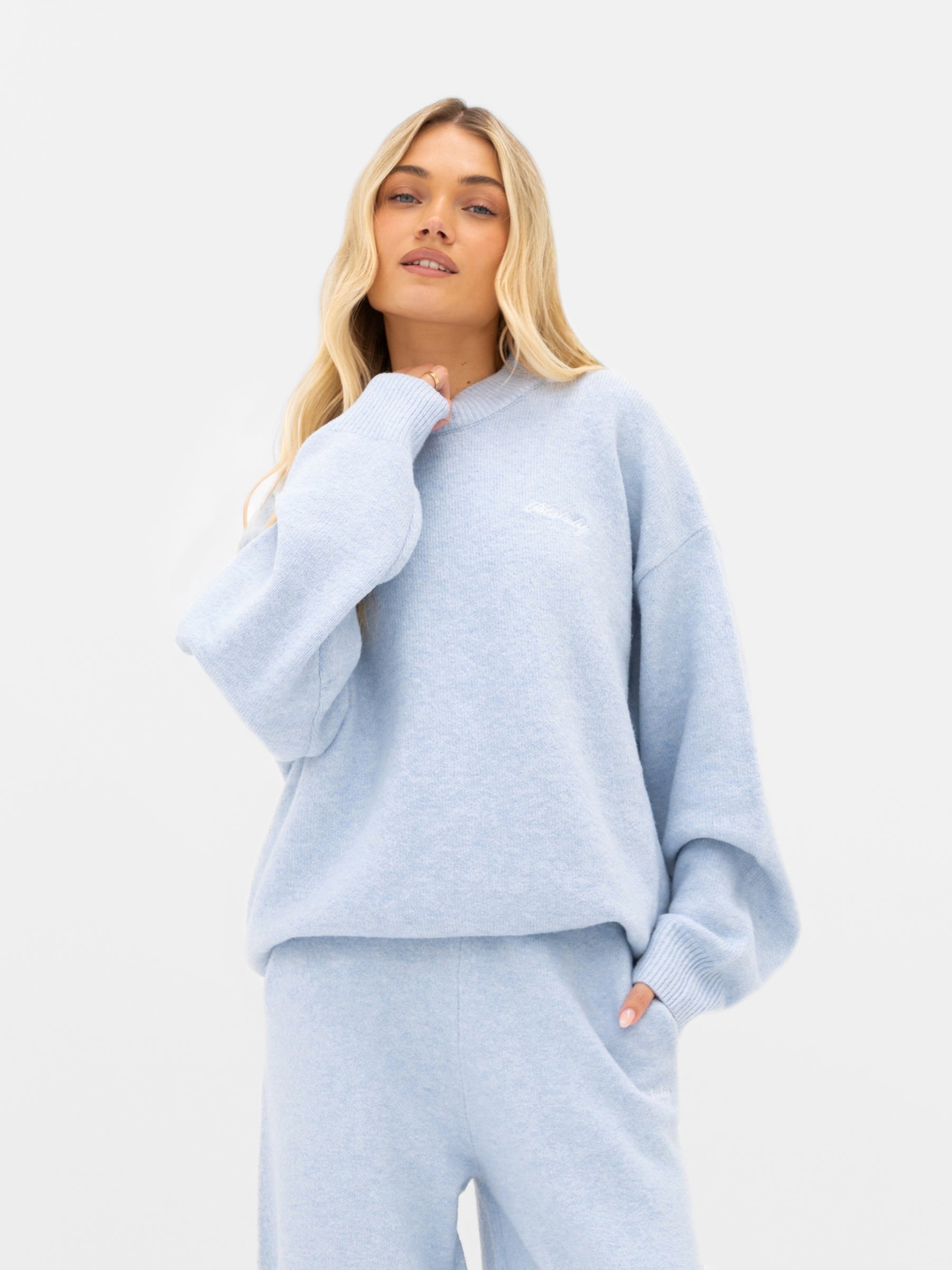 Buy Blakely Baby Blue Oversized Knitted Jumper | Free delivery on ...