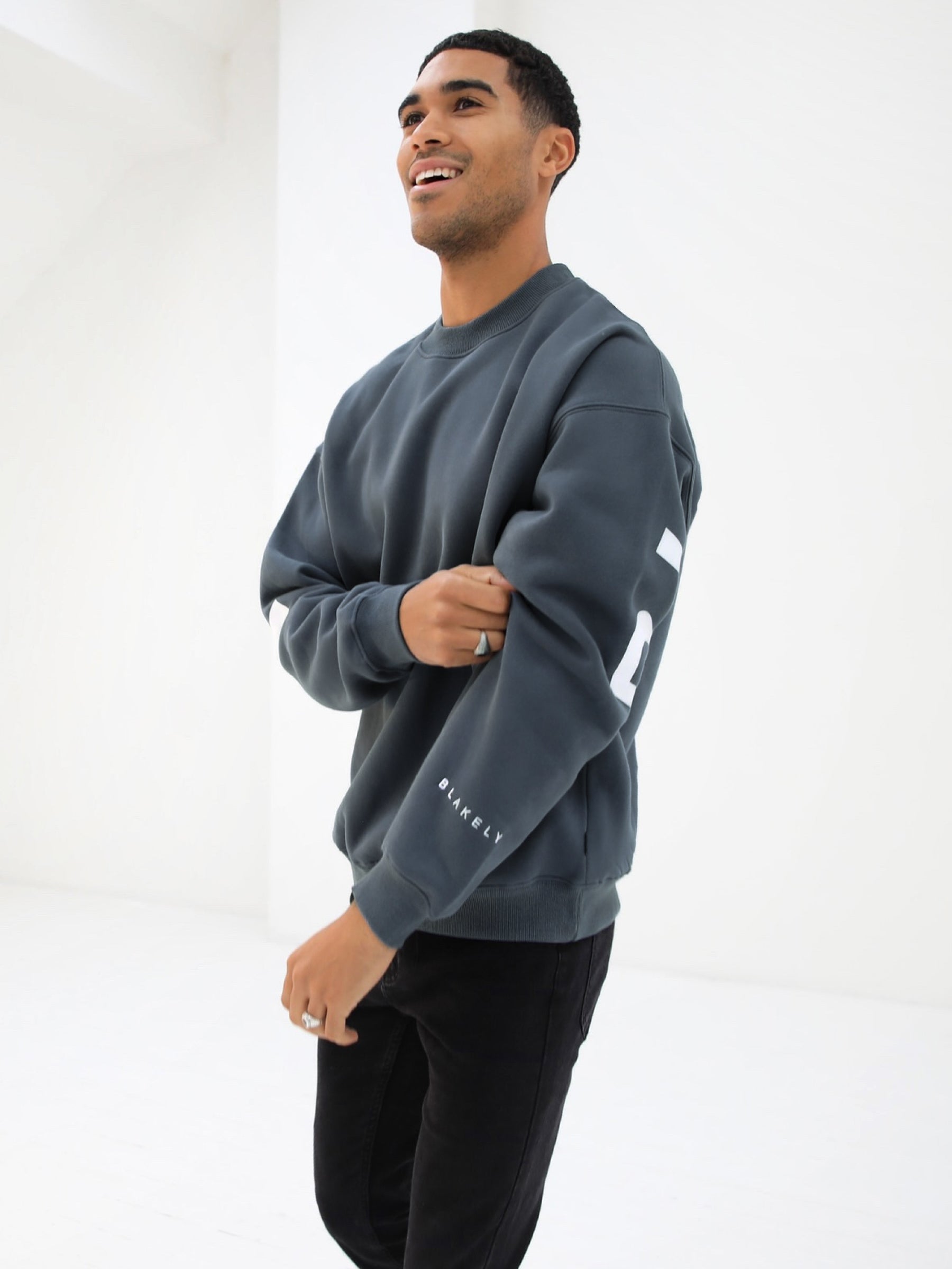 Buy Blakely Idris Blue Oversized Jumper | Free standard delivery over ...