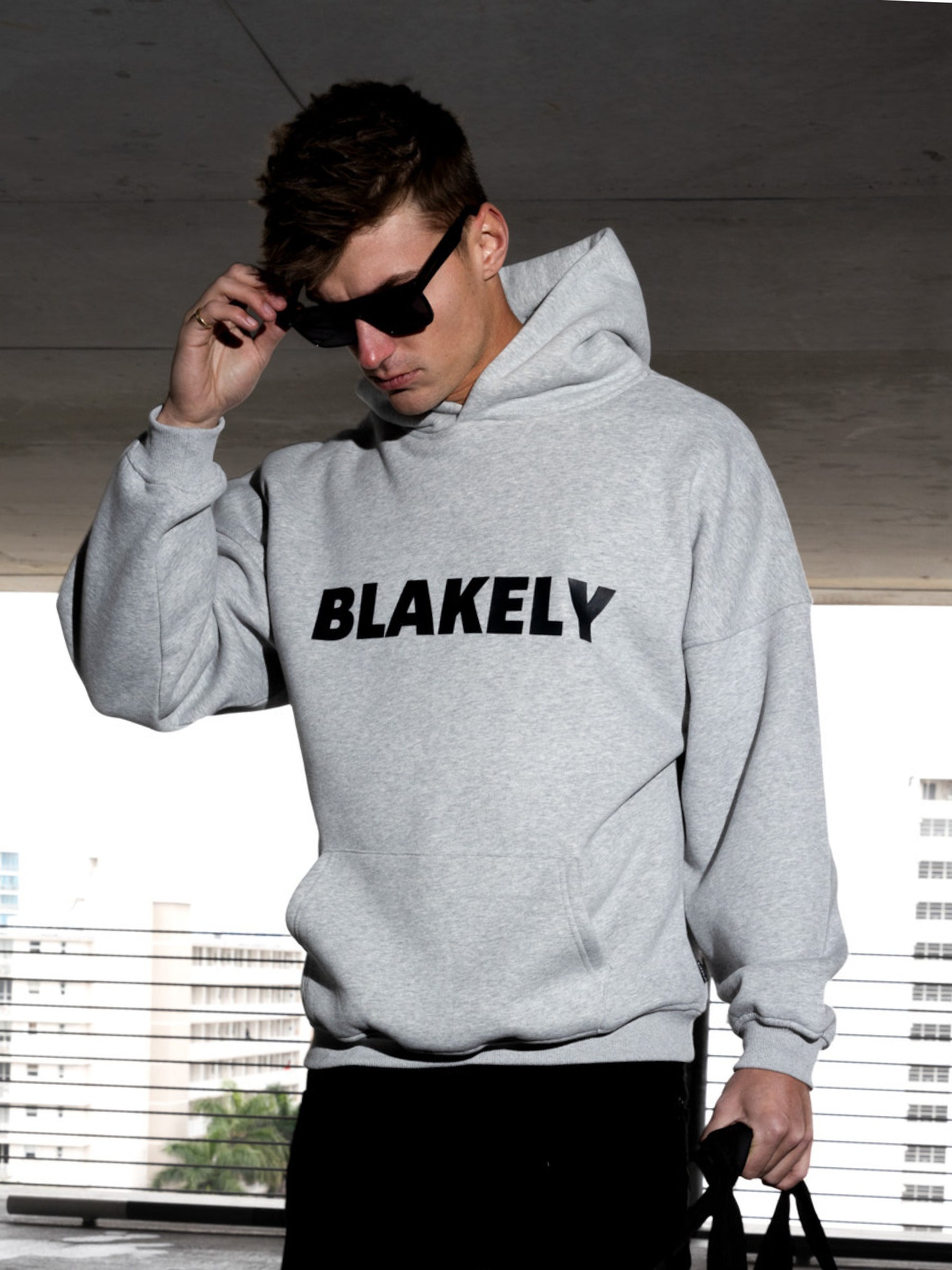 Buy Blakely Marl Grey Studio Relaxed Hoodie | Free delivery on orders ...