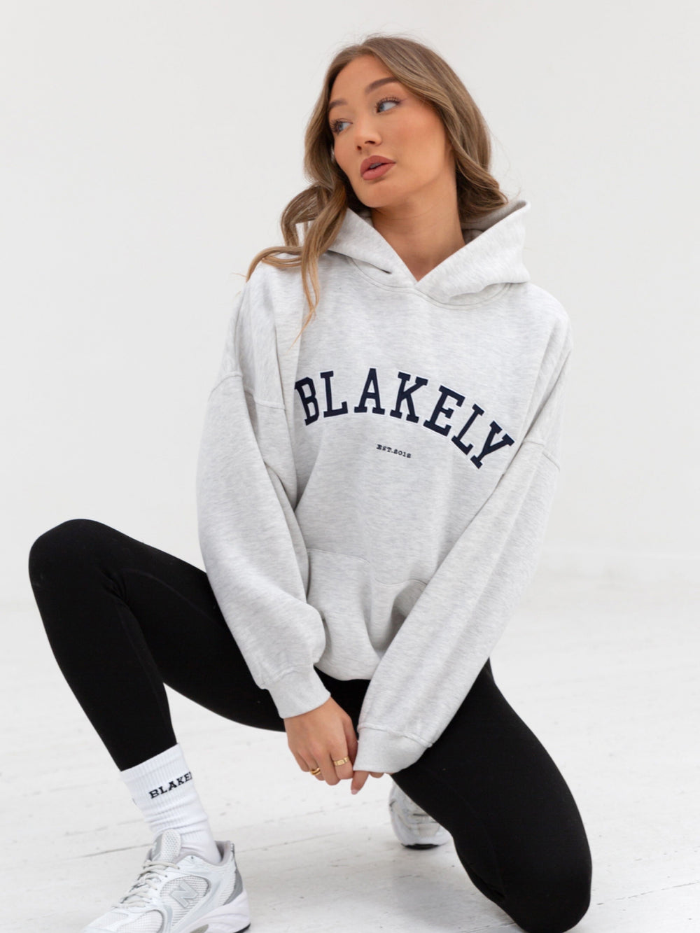 Buy Blakely Marl White Varsity Oversized Hoodie | Free standard ...